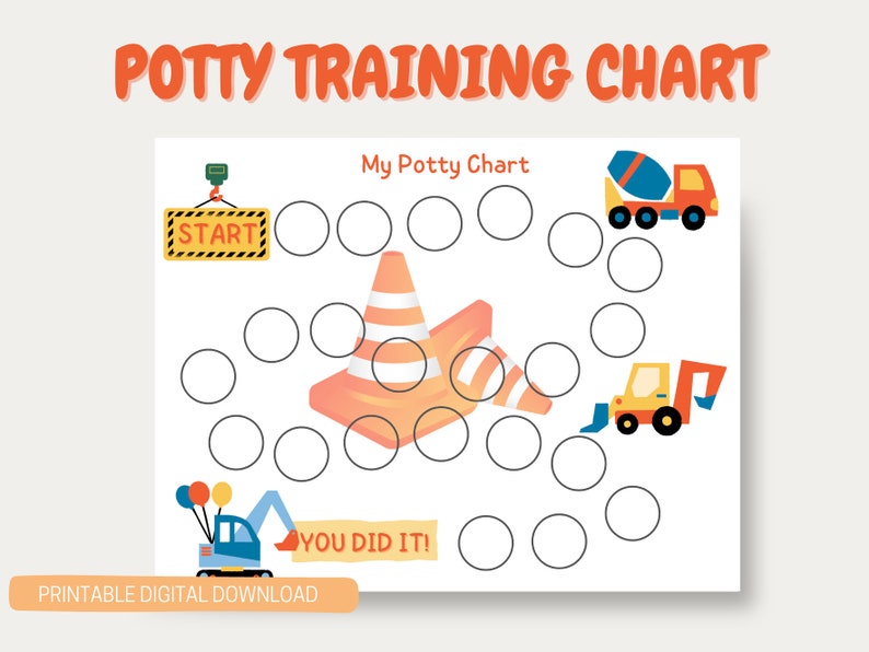 Construction Potty Training Chart, Printable Potty Training Chart, Boys ...