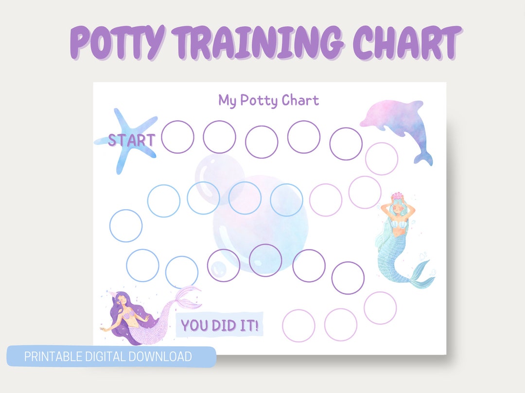 Mermaid Potty Training, Mermaid Potty Training Chart, Girls Potty ...