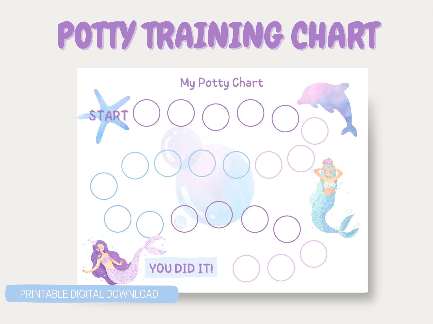 Mermaid Potty Training, Mermaid Potty Training Chart, Girls Potty ...