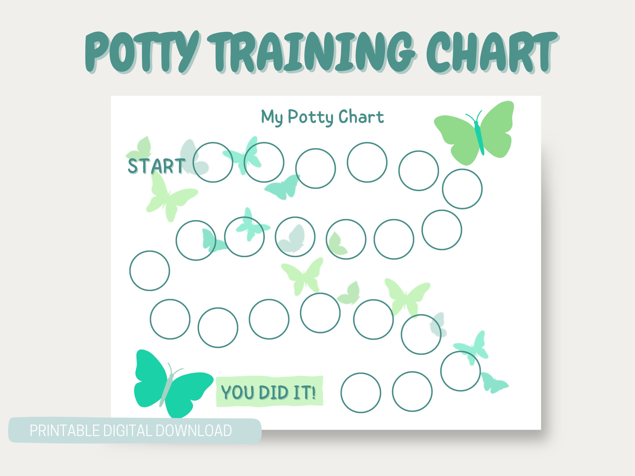 Butterfly Potty Training Chart, Printable Potty Training Chart, Reward ...
