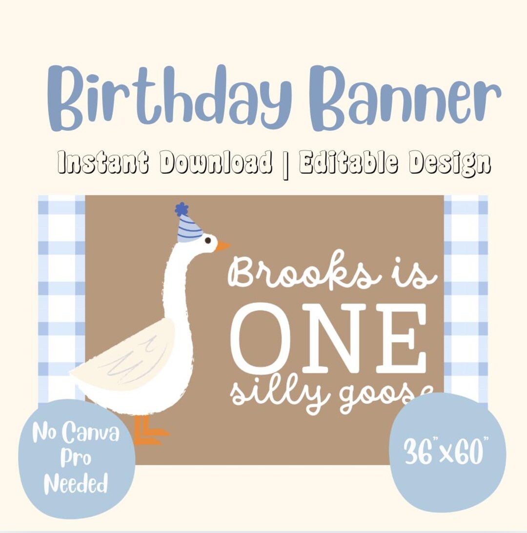 Silly Goose Birthday Banner: Editable Template (digital Download) - Etsy