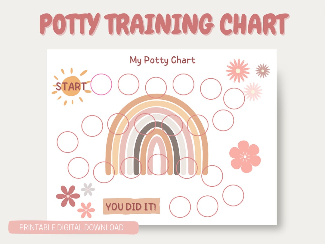 Boho Potty Chart, Flower Potty Chart, Girls Potty Training Chart ...