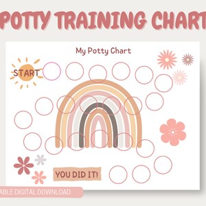 Boho Potty Chart, Flower Potty Chart, Girls Potty Training Chart ...