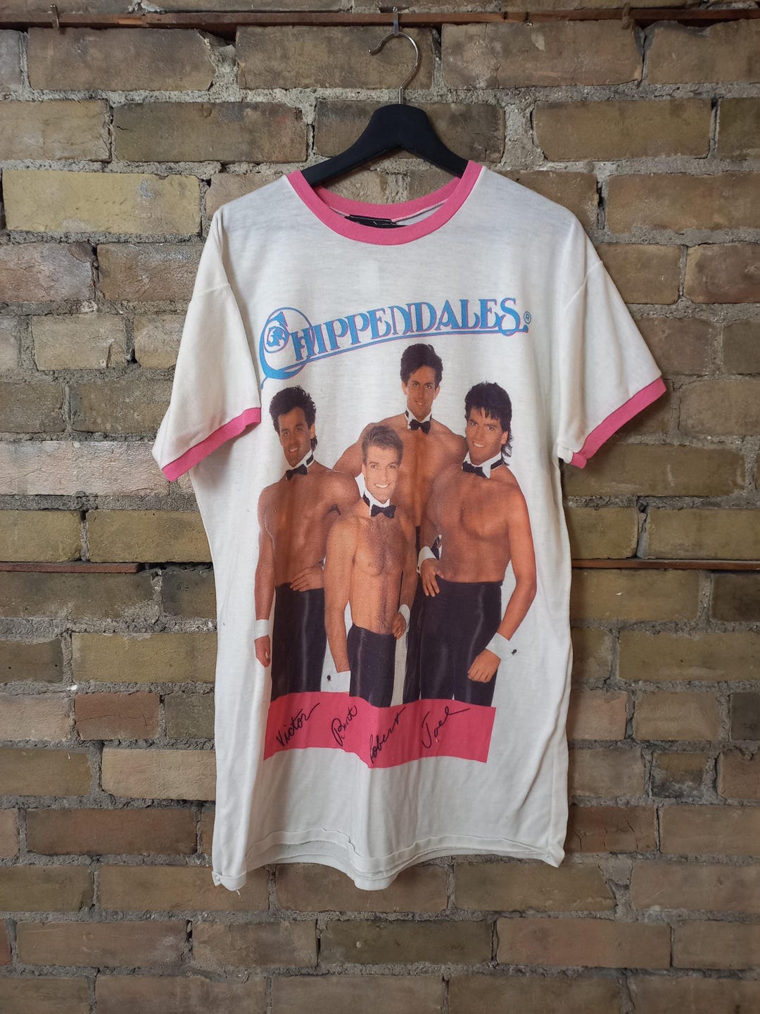 Vintage 1980s Chippendales Hunks T-shirt / USA / Ringer / Size XL Long ...
