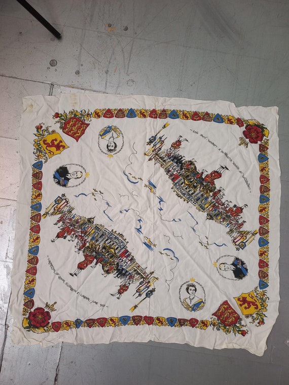 1953 Queen Elizabeth II Coronation vintage scarf - Gem
