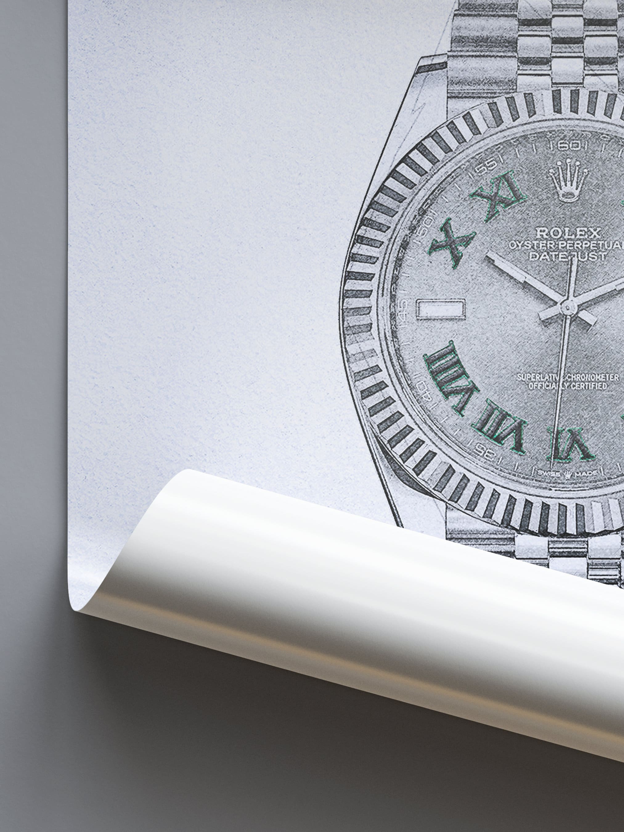 Rolex Datejust 126334 'wimbledon' Watch Poster Print Technical Pencil ...