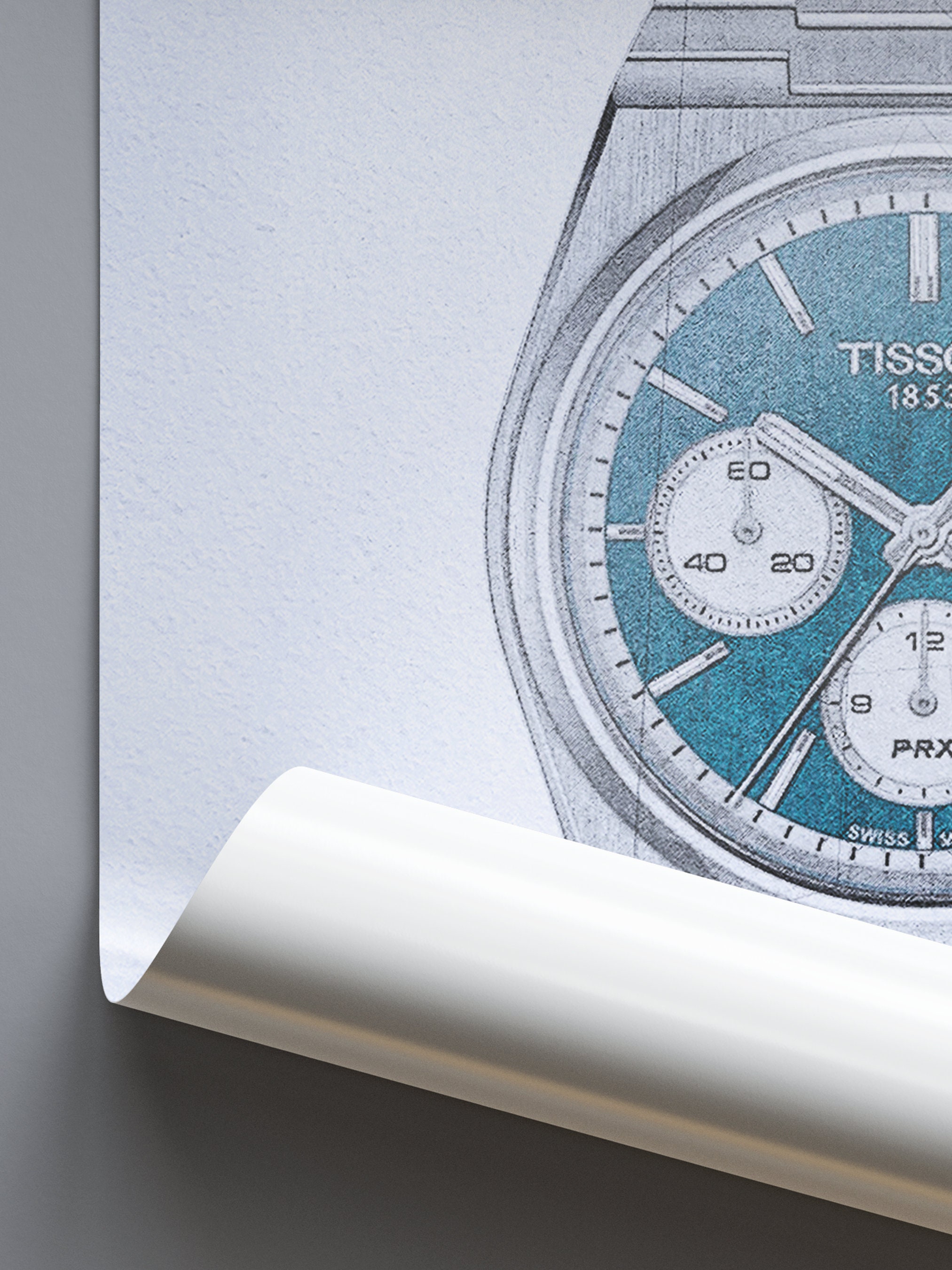 Tissot PRX Chronograph Blue Watch Poster Print Technical - Etsy