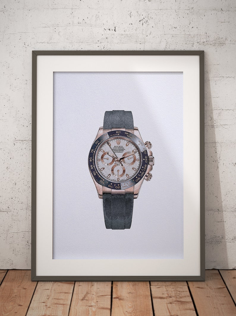 Rolex Daytona 116515LN Gold Watch Poster Print Technical Pencil Drawing ...