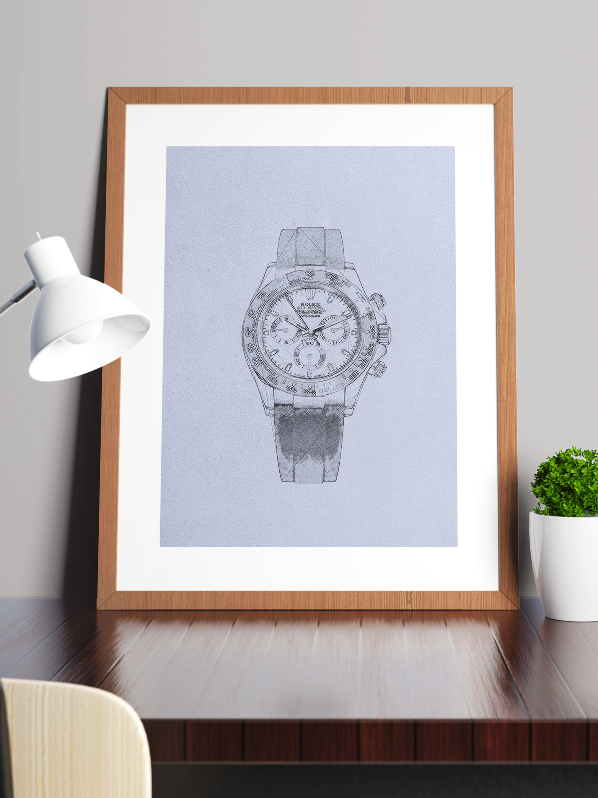 Rolex Daytona 116515LN Gold Watch Poster Print Technical Pencil Drawing ...