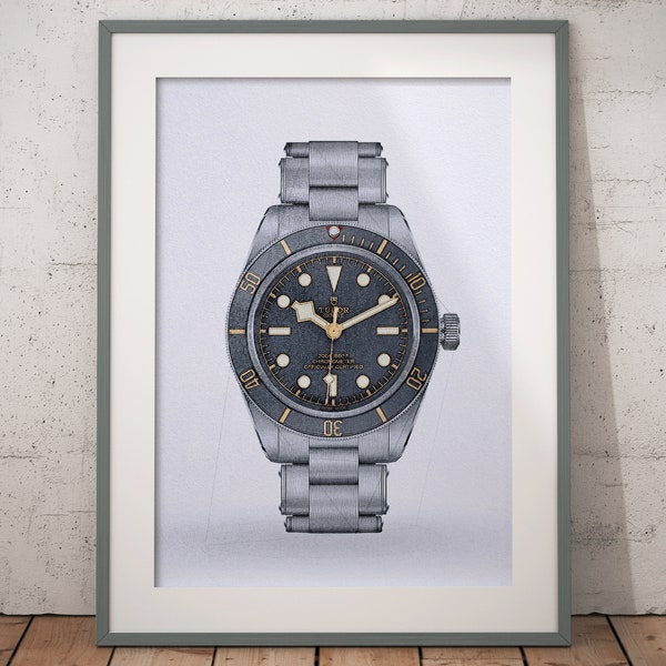 Tudor Watch Drawing - Etsy