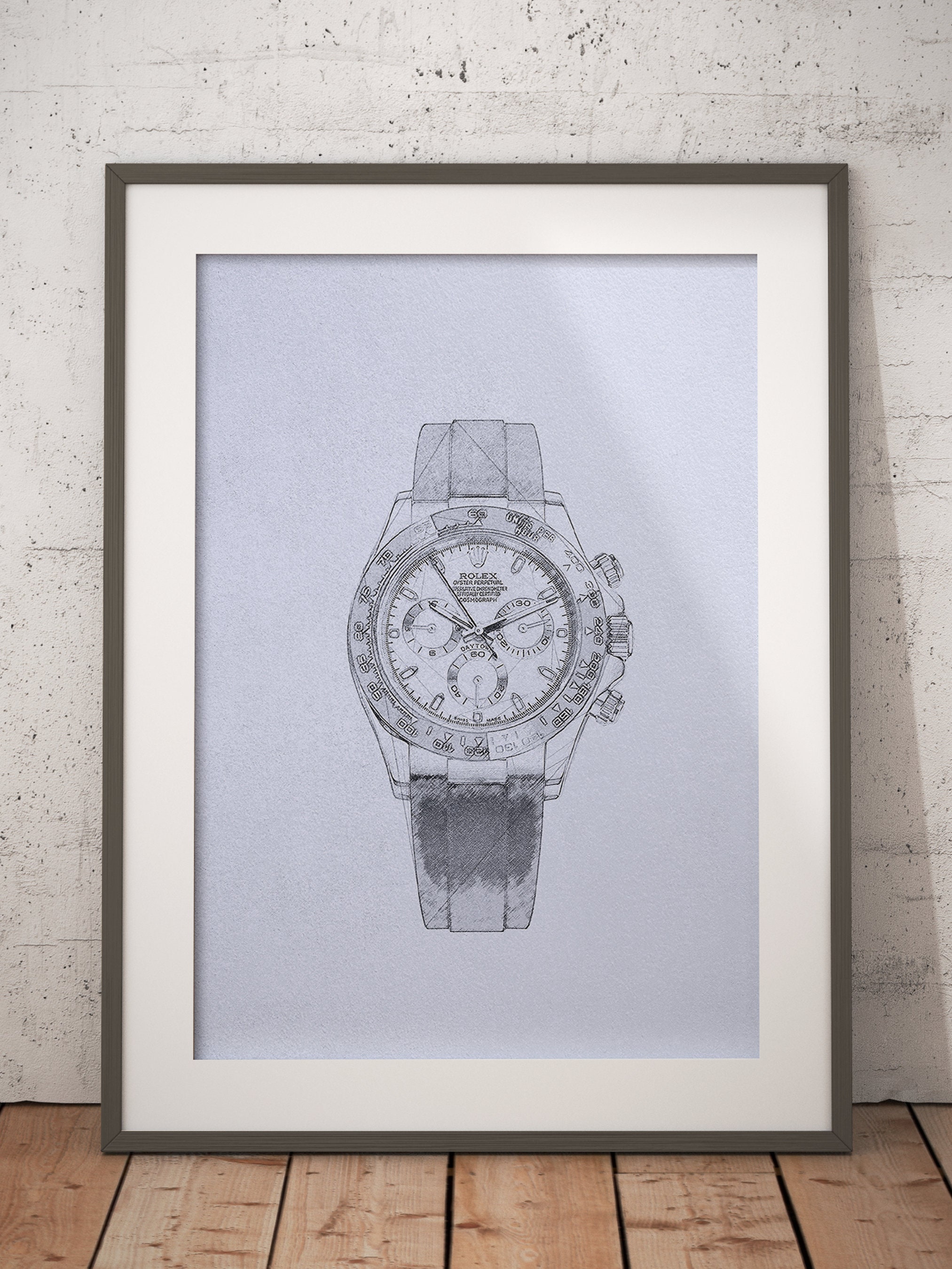 Rolex Daytona 116515LN Gold Watch Poster Print Technical Pencil Drawing ...