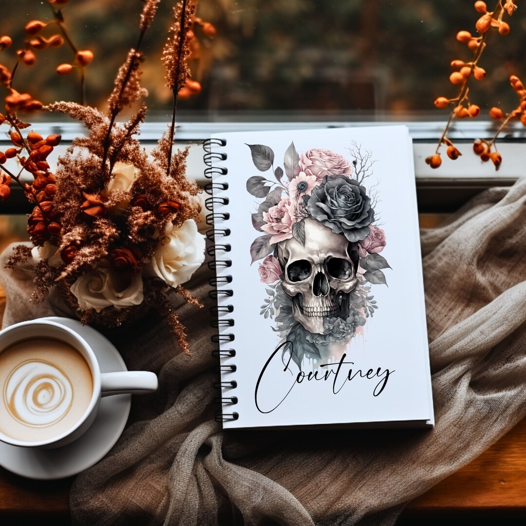 Skull Notebook, Skull Journal, Custom Notebook, Personalized Notebook ...