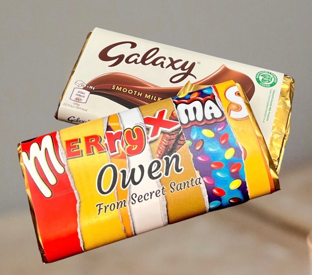 Personalised Merry Christmas Chocolate Bar Wrapper Christmas Gift ...