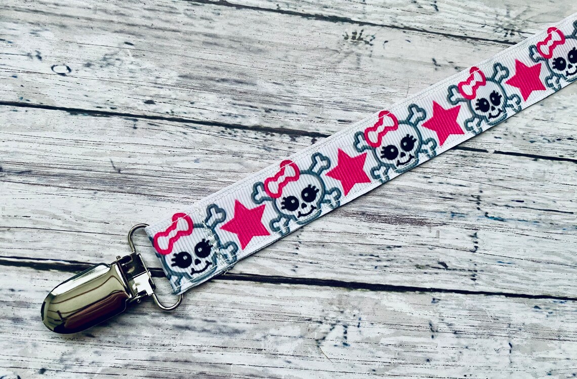 Punk Rock Skulls Girly Goth Pacifier Clip - Etsy