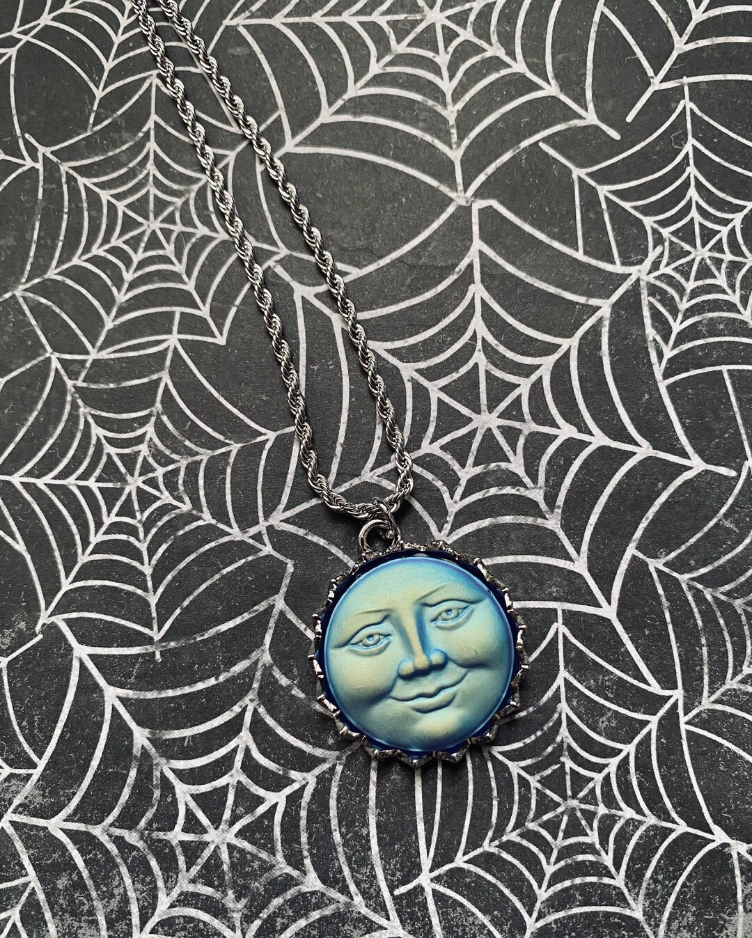 Magical Holographic Face Moon Creature of Fairytales Necklace - Etsy