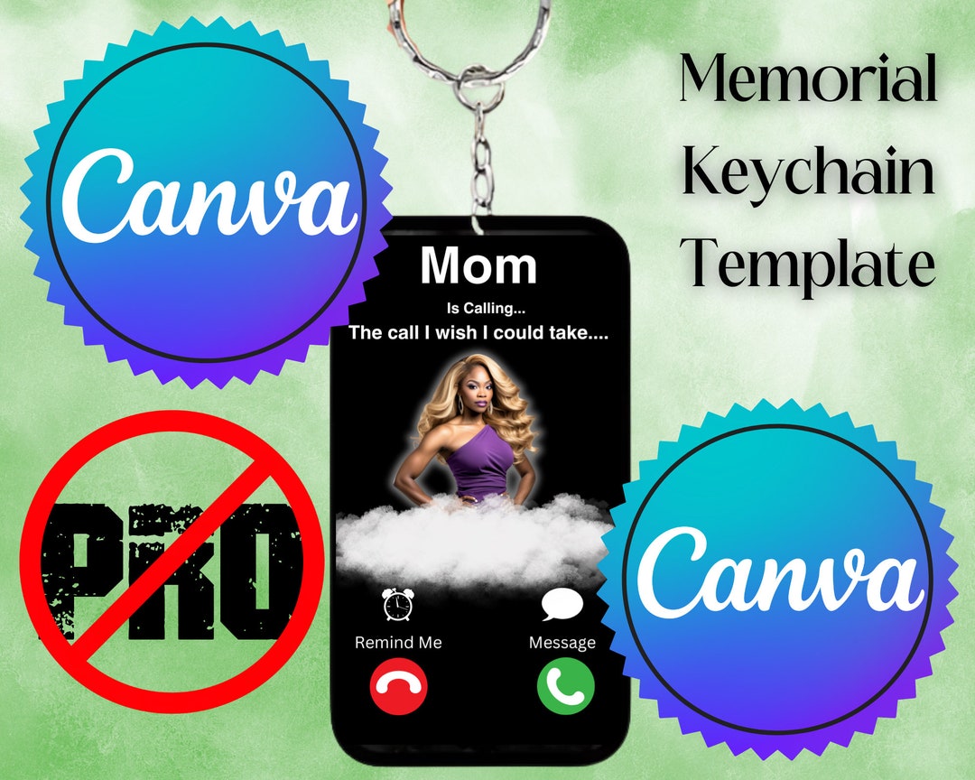 Memorial Phone Call Keychain Template CANVA EDITABLE No Pro Needed - Etsy