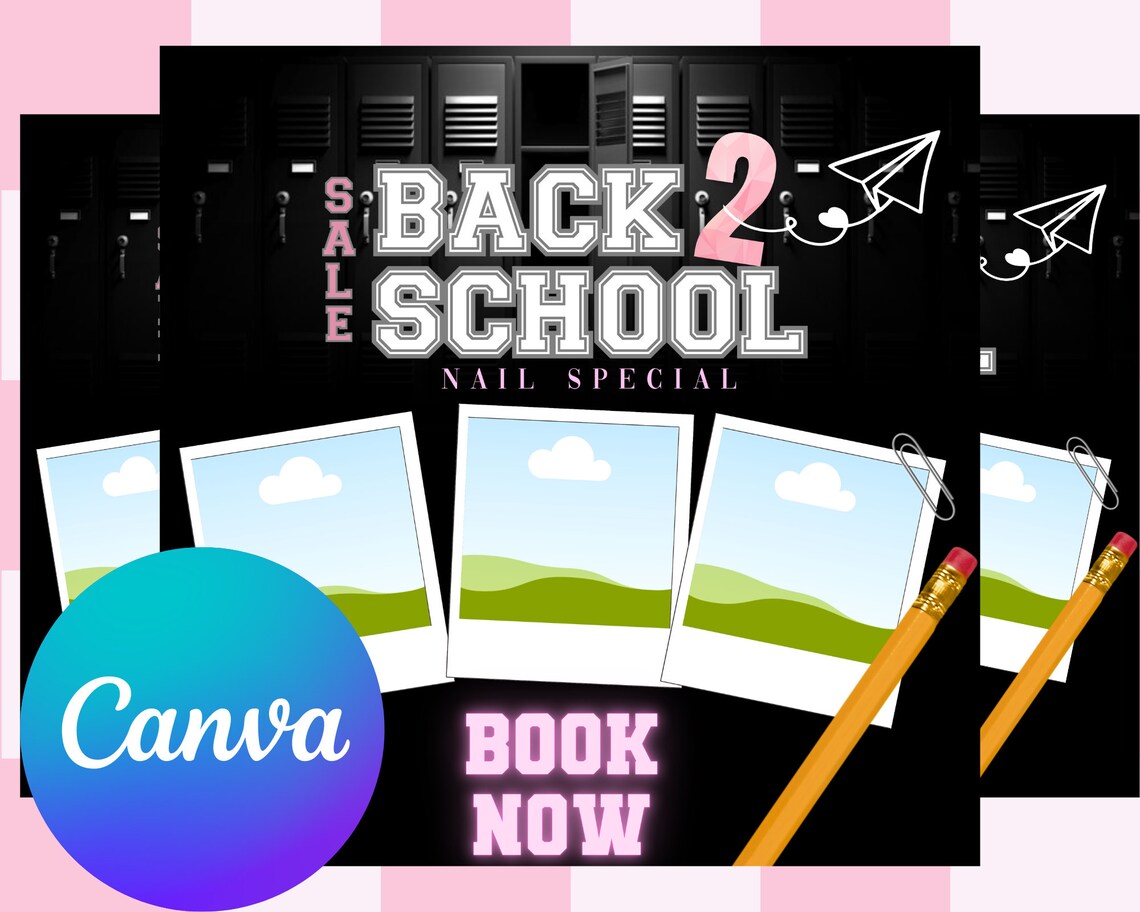 Back 2 School Black Lockers Flyer Editable Template Canva PNG - Etsy