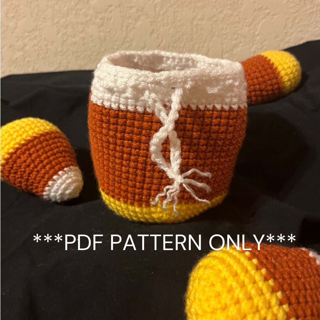 Candy Corn Pouch Crochet Pattern - Halloween Crochet Drawstring Bag ...