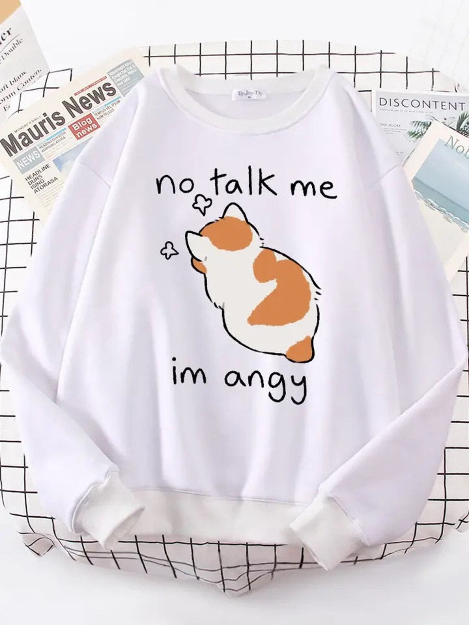 Female Sweatshirts, No Talk Me, Angry Cat, Oversize, Long Sleeve - Etsy