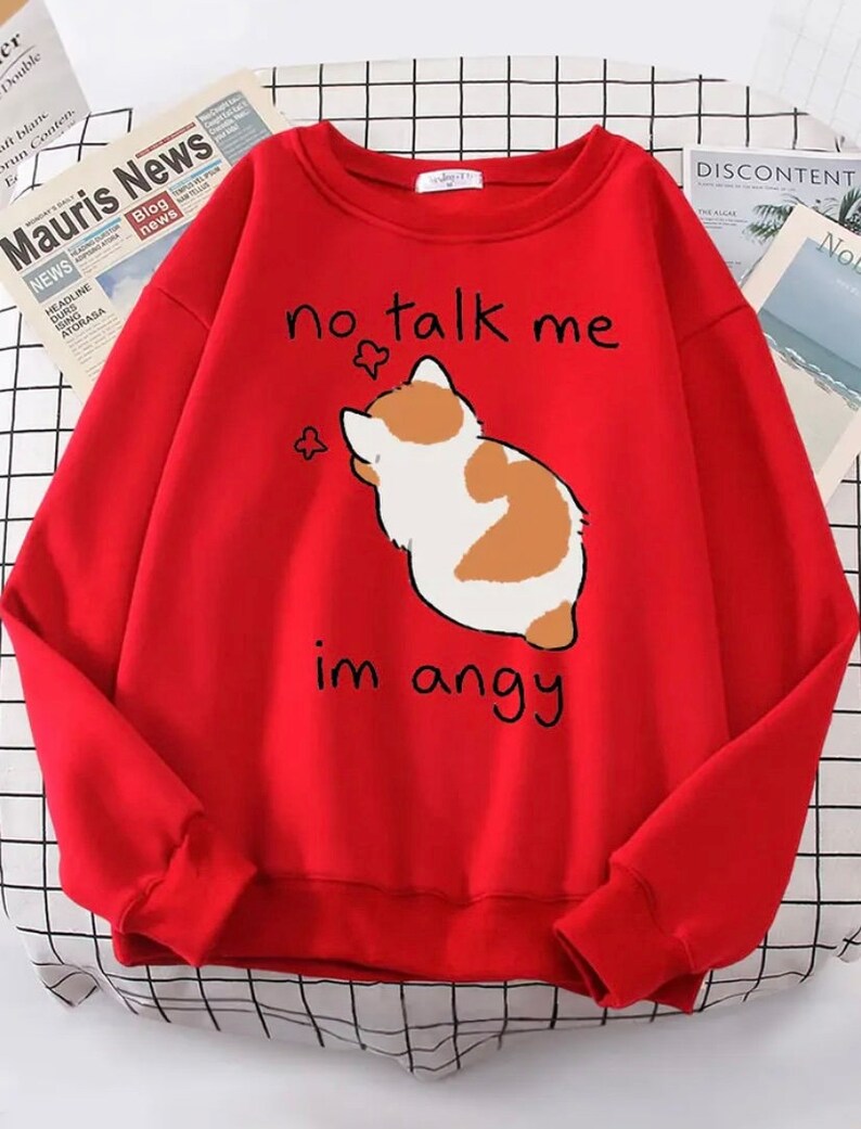 Female Sweatshirts, No Talk Me, Angry Cat, Oversize, Long Sleeve - Etsy