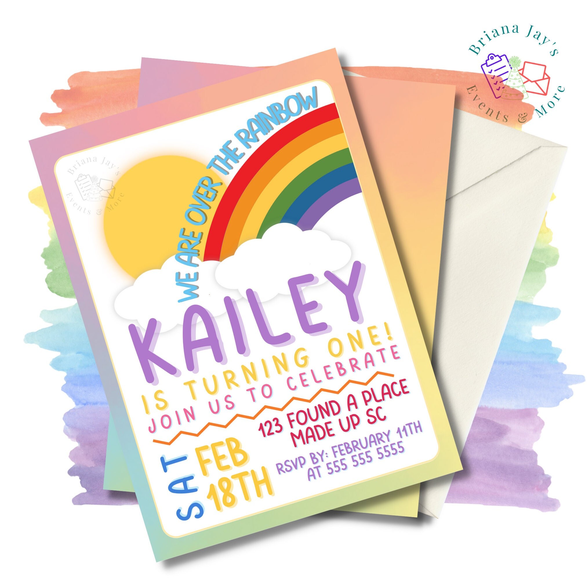 Rainbow Invitation, Rainbow Themed Party, Digital Card Birthday ...