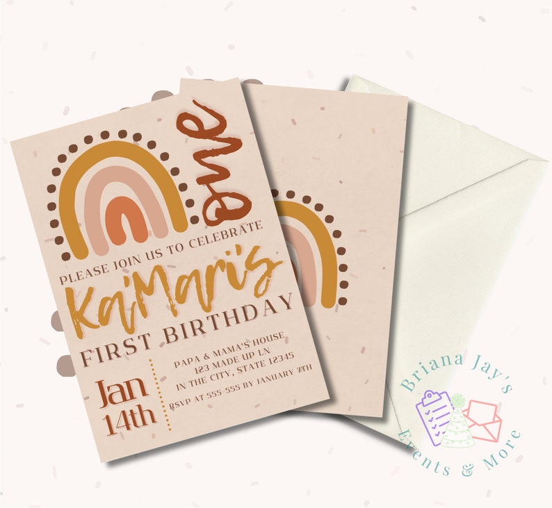 Boho Invitation, Boho Rainbow Themed Party, Digital Card Birthday ...