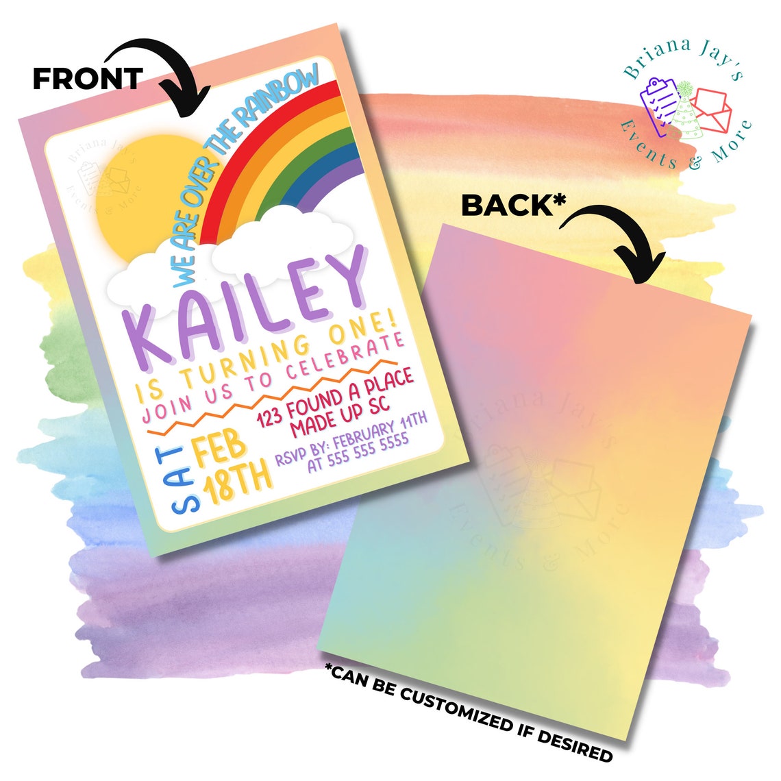 Rainbow Invitation, Rainbow Themed Party, Digital Card Birthday ...