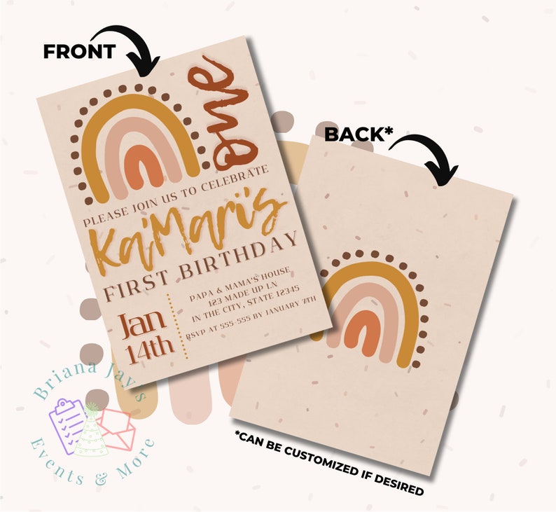 Boho Invitation, Boho Rainbow Themed Party, Digital Card Birthday ...
