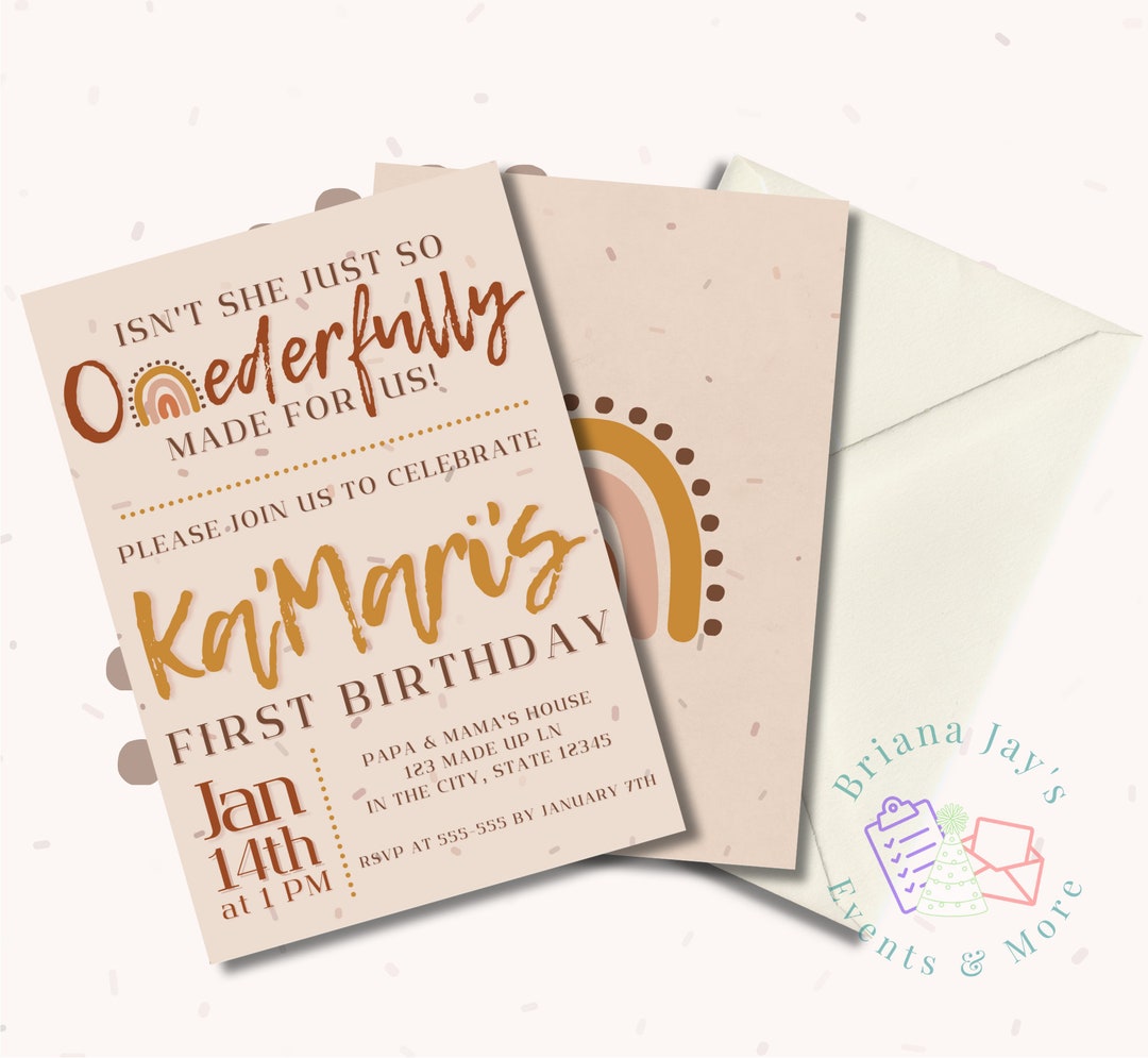 Onederfully Made Boho Invitation, Boho Themed Party, Digital Card ...