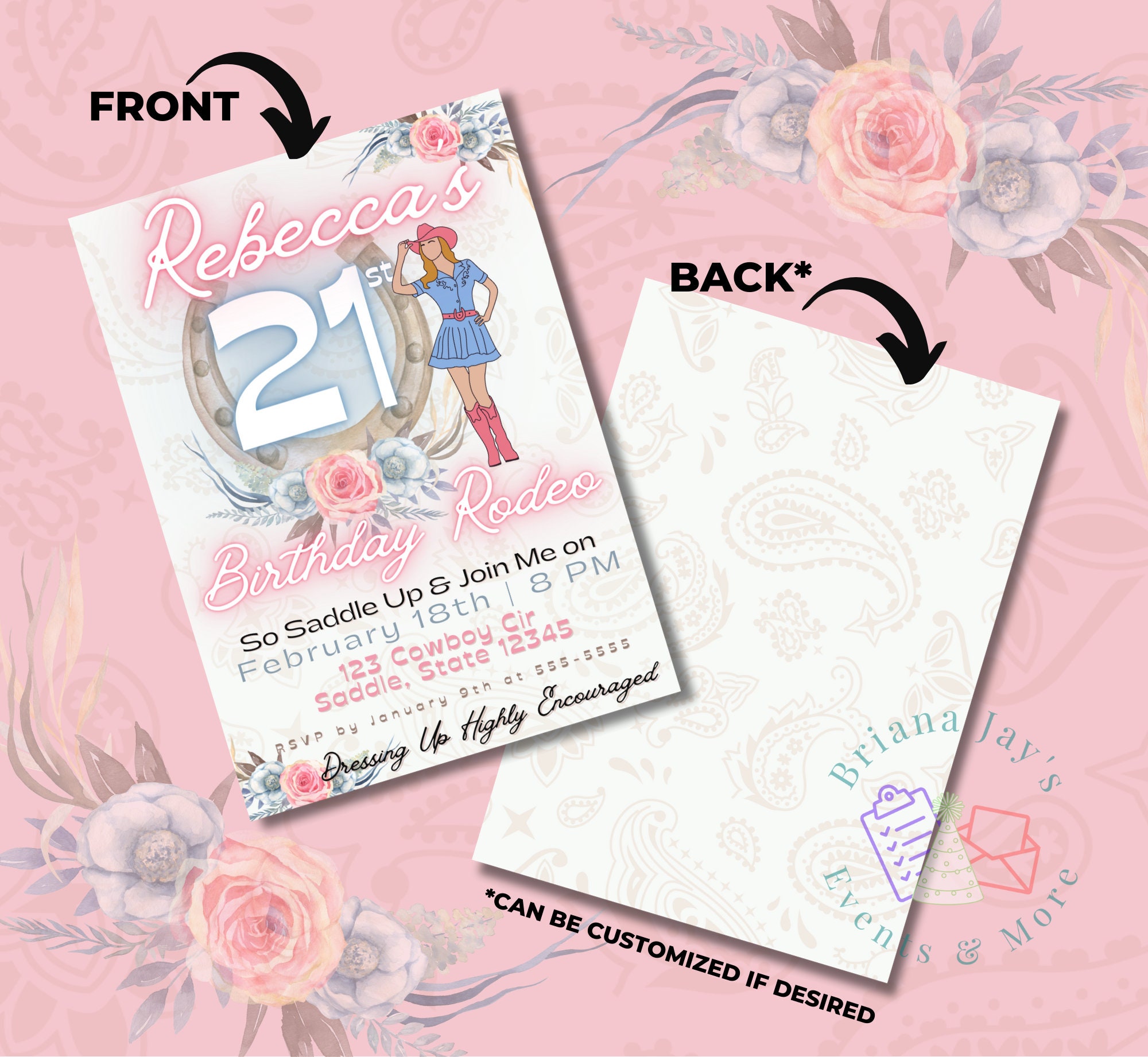 Rodeo Invitation, Rodeo Themed Party, Digital Card Birthday Invitation ...
