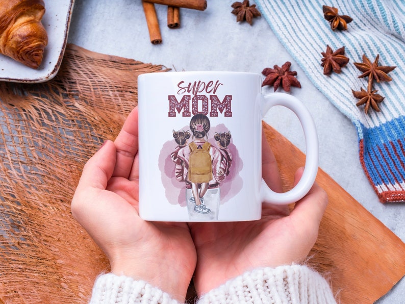 Pink Super Mom PNG SVG Bundle, Watercolor Cute Mother's Day Digital ...