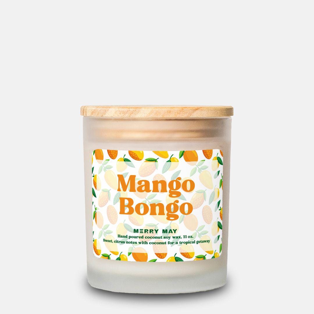 Mango Bongo Candle: 11 Oz Frosted Tropical Citrus Coconut Scent - Etsy