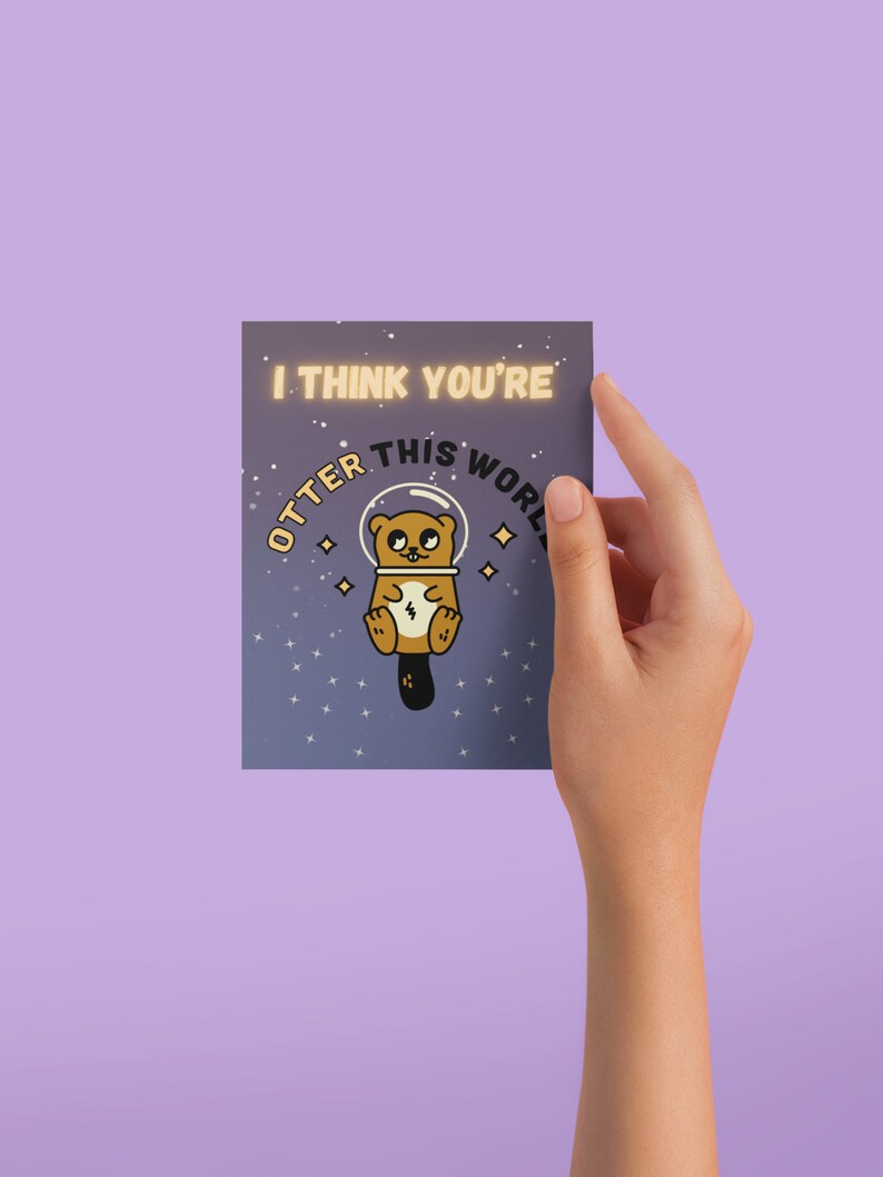 Otter Valentine's Day Card: Customizable Canva Template (digital ...