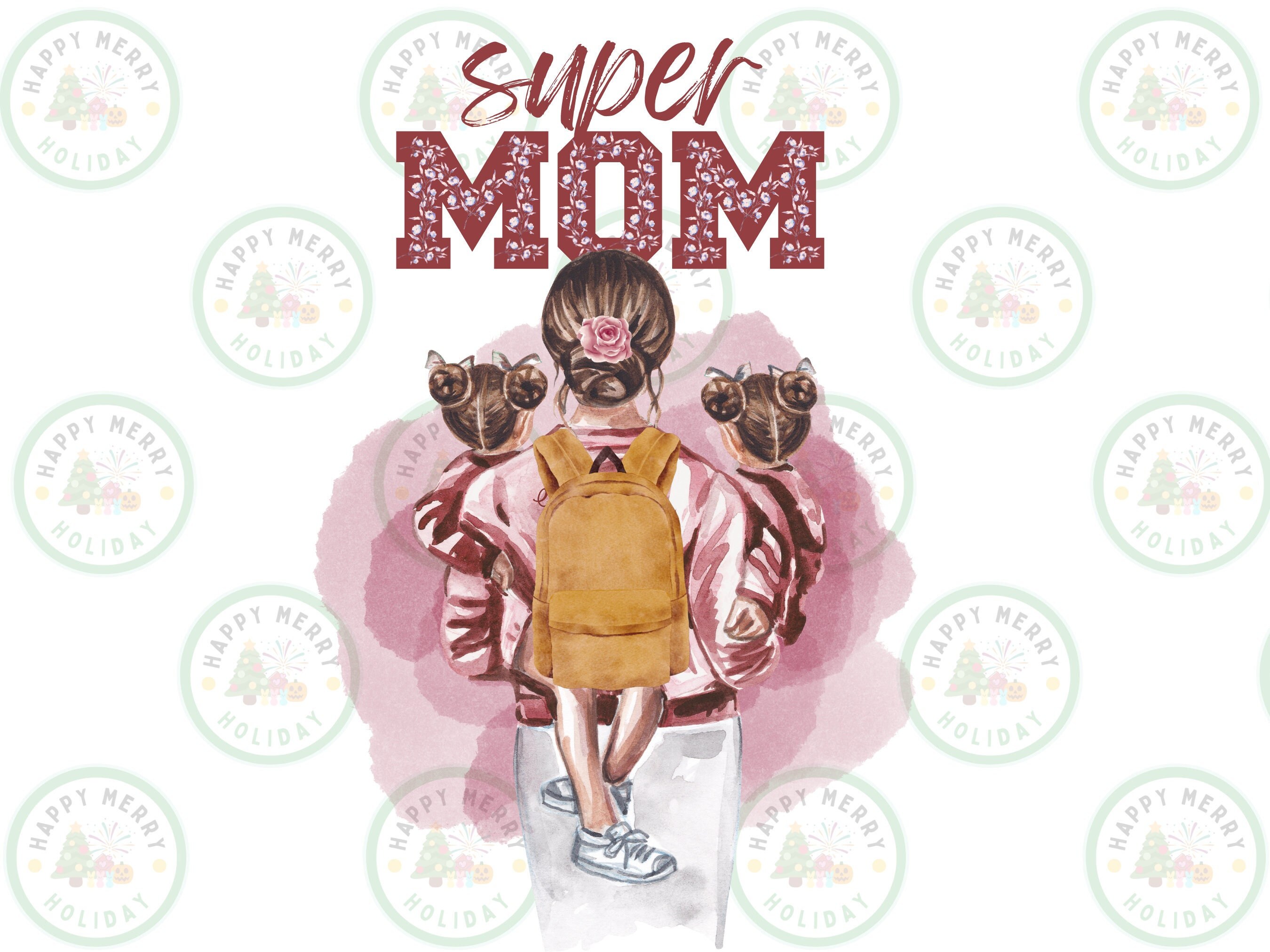 Pink Super Mom PNG SVG Bundle Watercolor Cute Mother's - Etsy