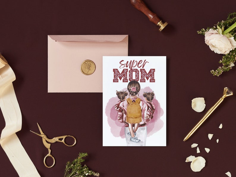 Pink Super Mom PNG SVG Bundle, Watercolor Cute Mother's Day Digital ...