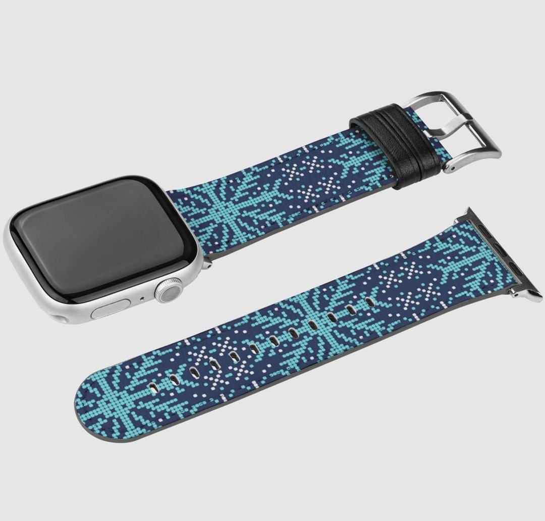 Snowflake Fair Isle Pattern Apple Watch Band: Winter PU Leather Holiday ...