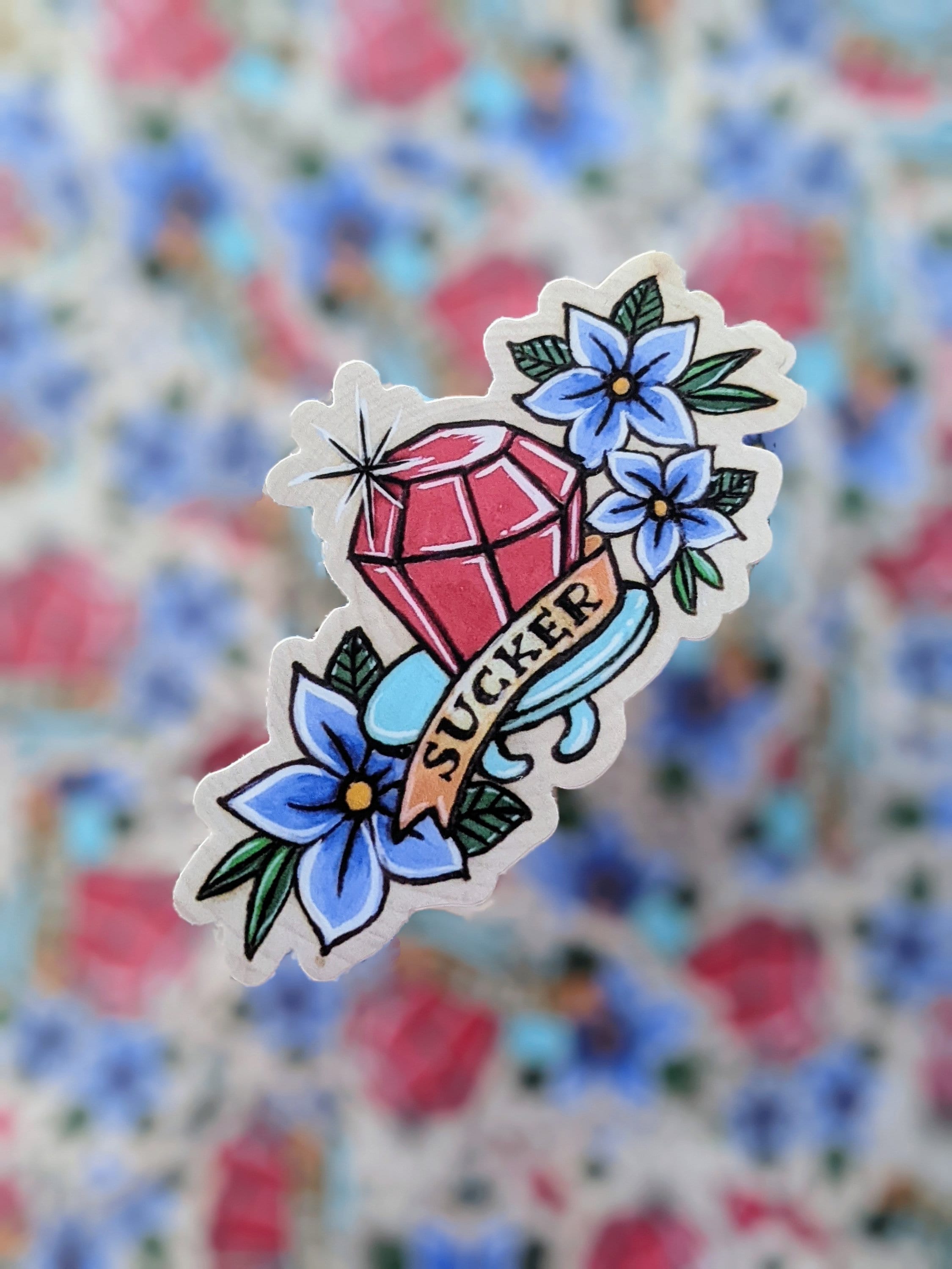 Nostalgia Ring Pop Tattoo Design Original Woodburned Art Vinyl Sticker ...