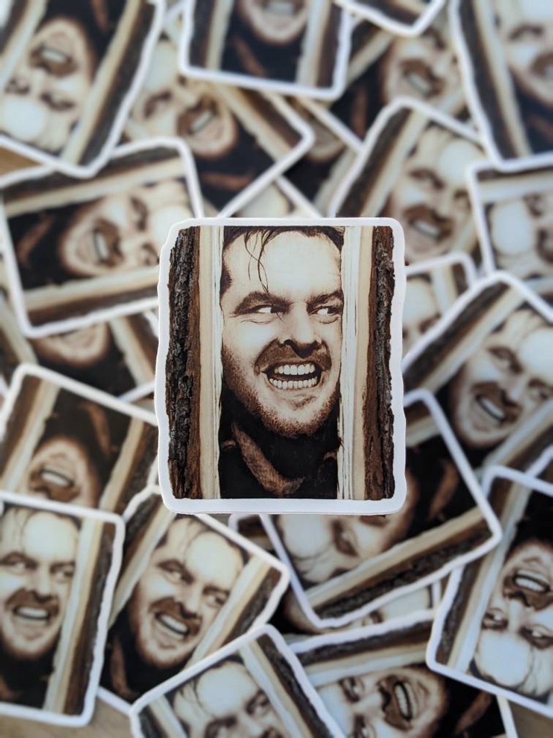 Here's Johnny Vinyl Sticker Woodburned Art Laptop Decal - Etsy