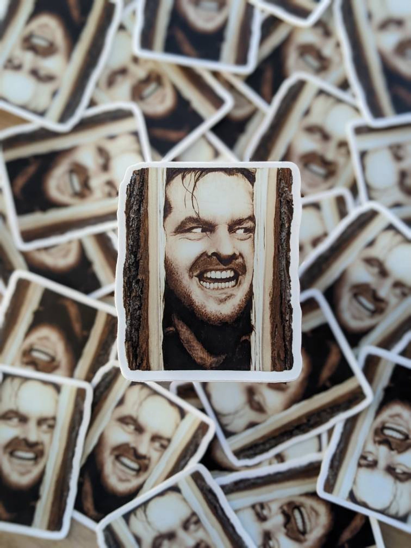 Here's Johnny Vinyl Sticker Woodburned Art Laptop Decal Waterproof ...