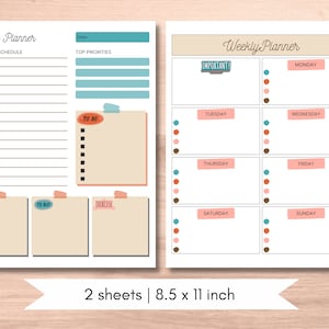 Daily and Weekly Minimal Planner Set Printable Digital PDF - Etsy