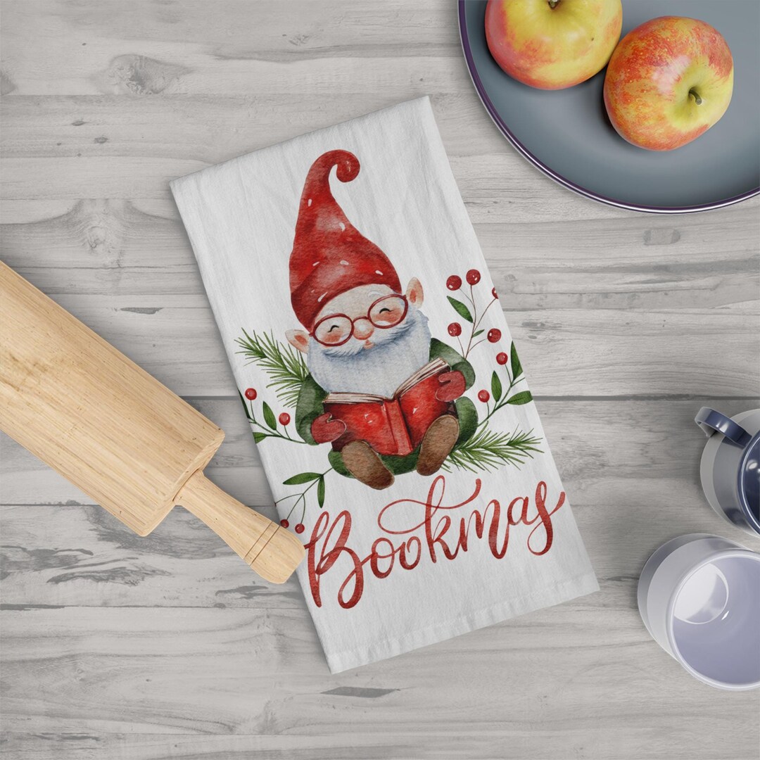 Bookmas Elf Tea Towel, Christmas Elf Towel, Bookish Gift, Holiday ...