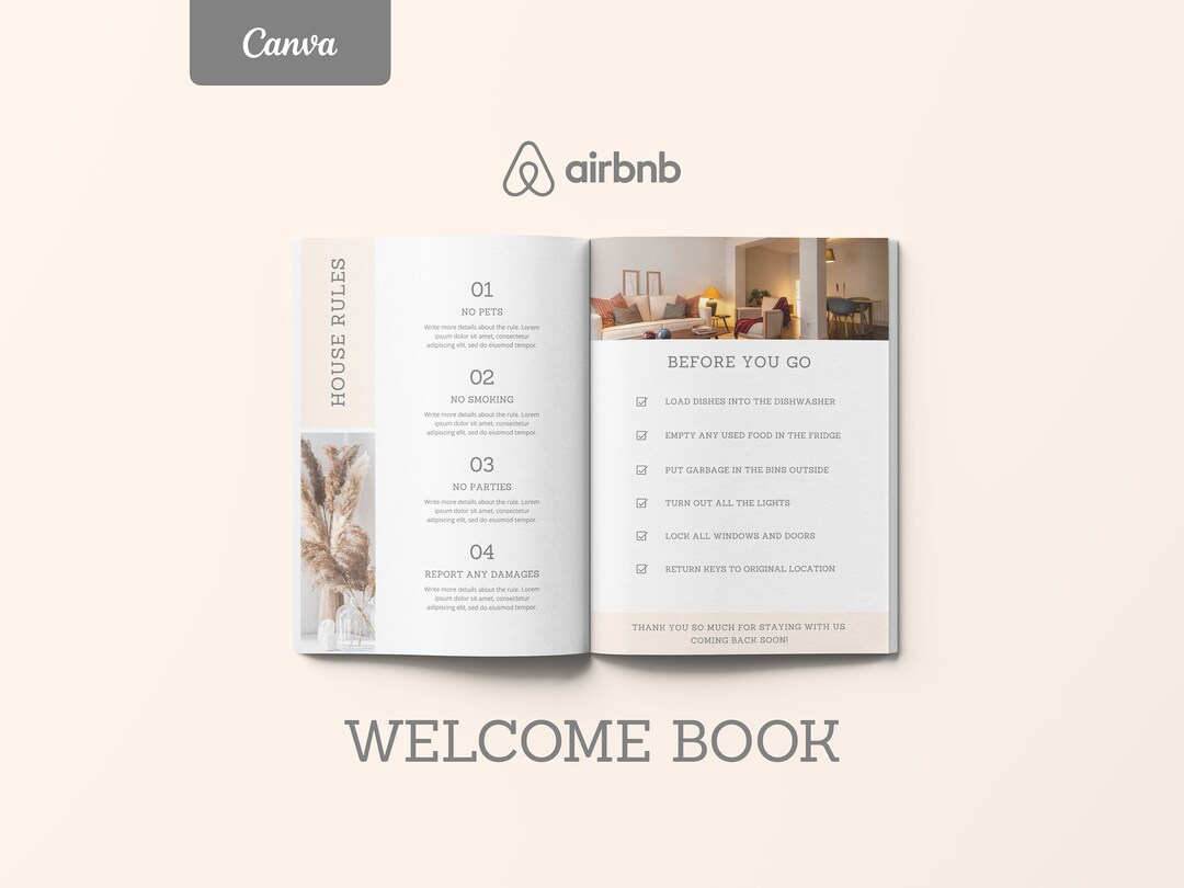 Airbnb Welcome Book Template Modern and Informative Guest - Etsy