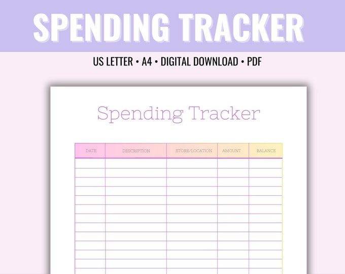 Spending Tracker Printable Monthly Expense Log Business Expense Planner ...