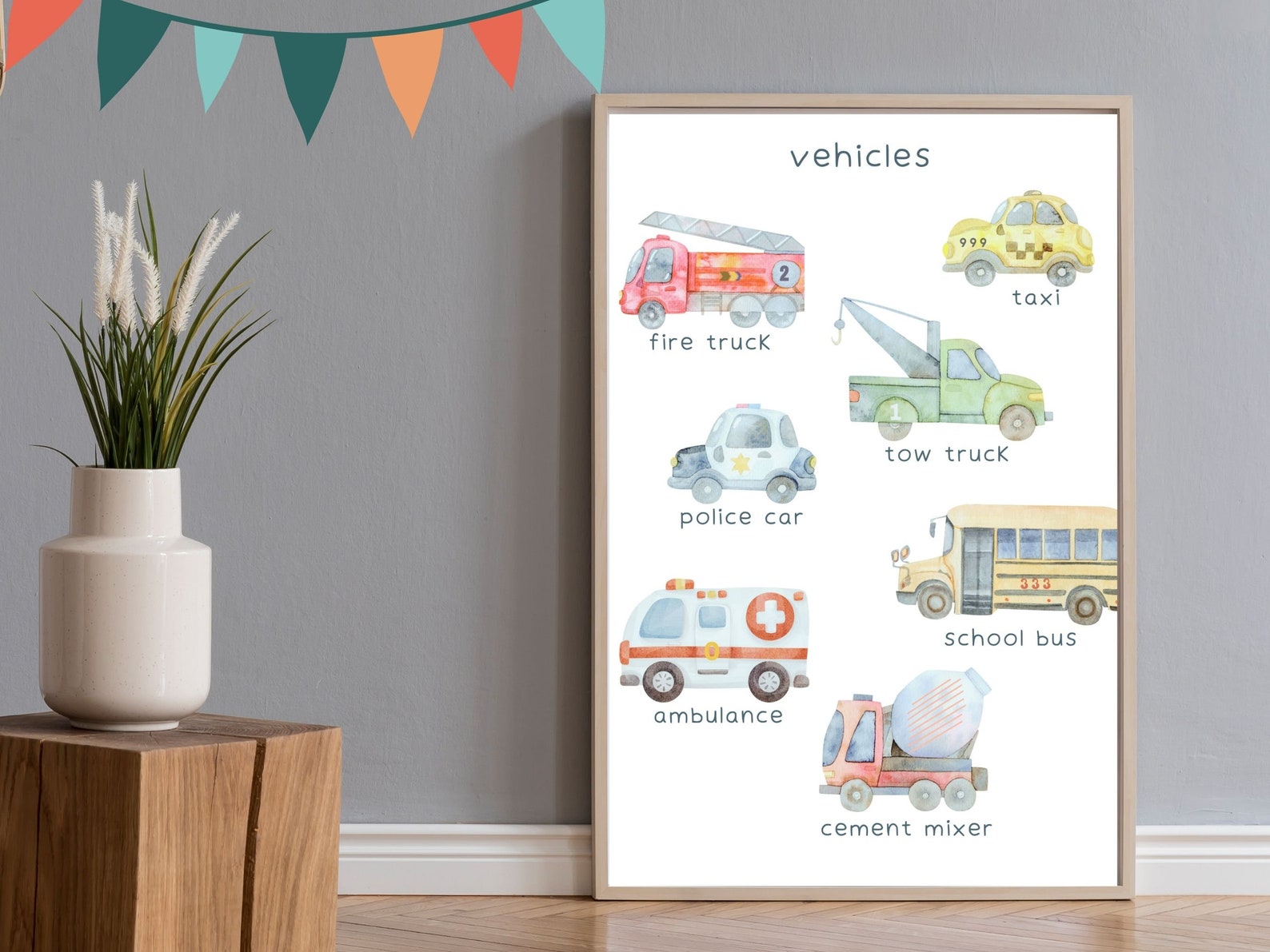 Instant Download Printable Vehicles Poster Boys Room Playroom Wall ...