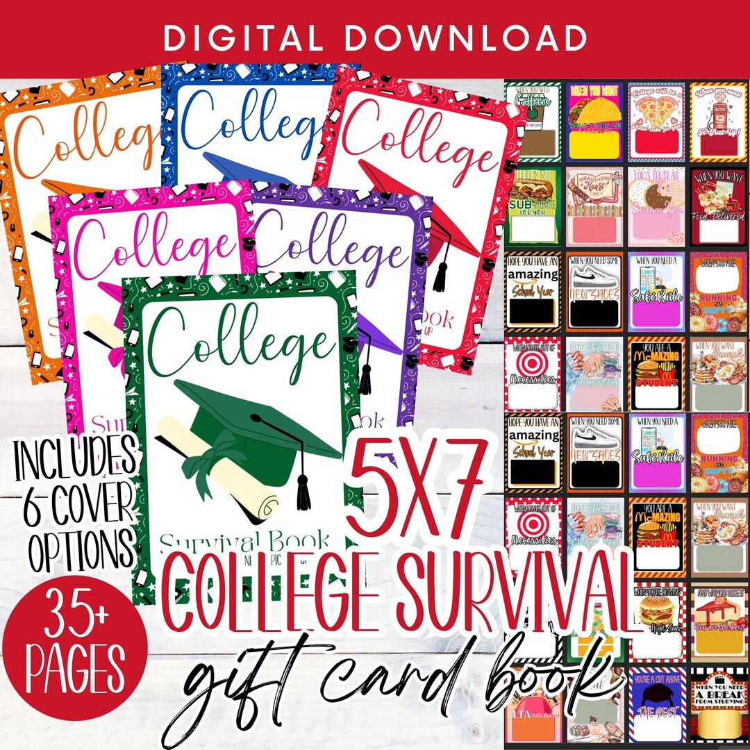 Printable College Gift Card Book, College Care Package, College Gift ...