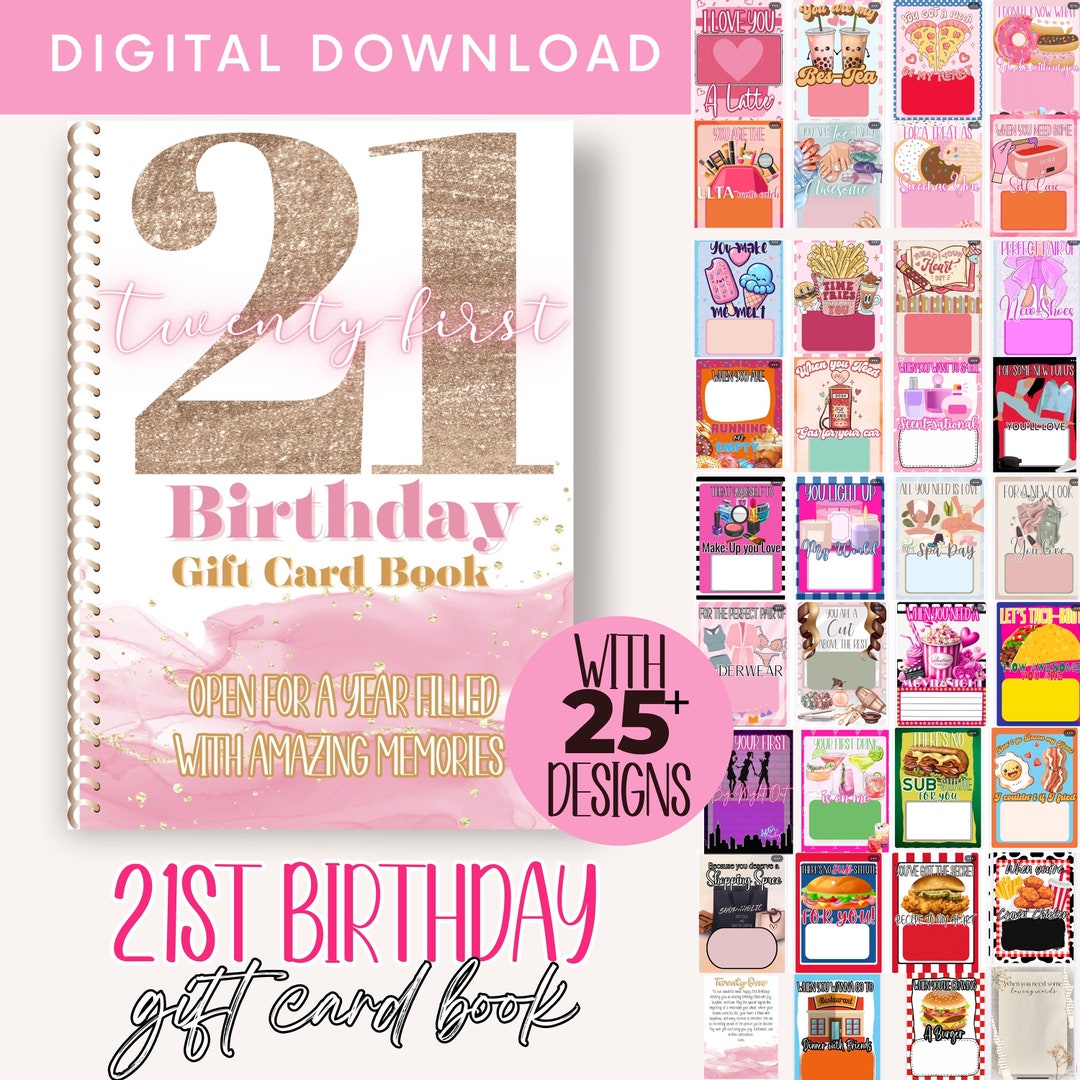 21st Birthday Gift Card Book, 21st Birthday Card Book Printable Adult ...