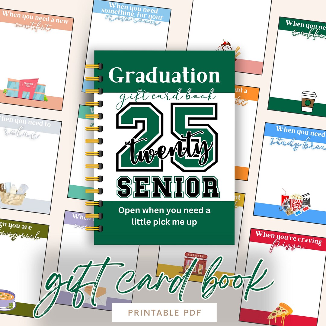 Printable College Gift Card Book, College Care Package, 2025 Graduation ...