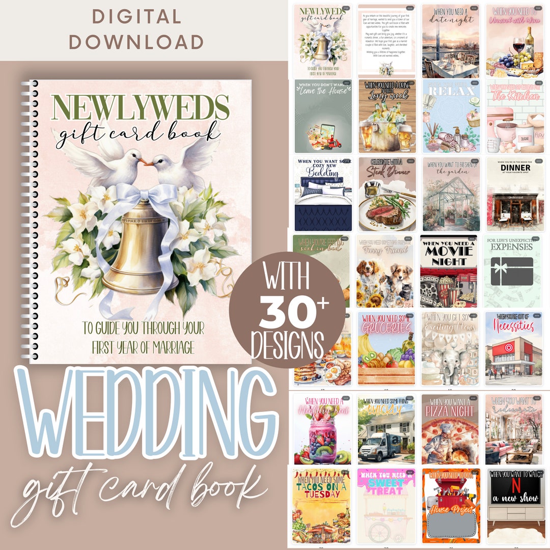 Printable Wedding Gift Card Book, Newlywed Gift for Couple, First Year ...