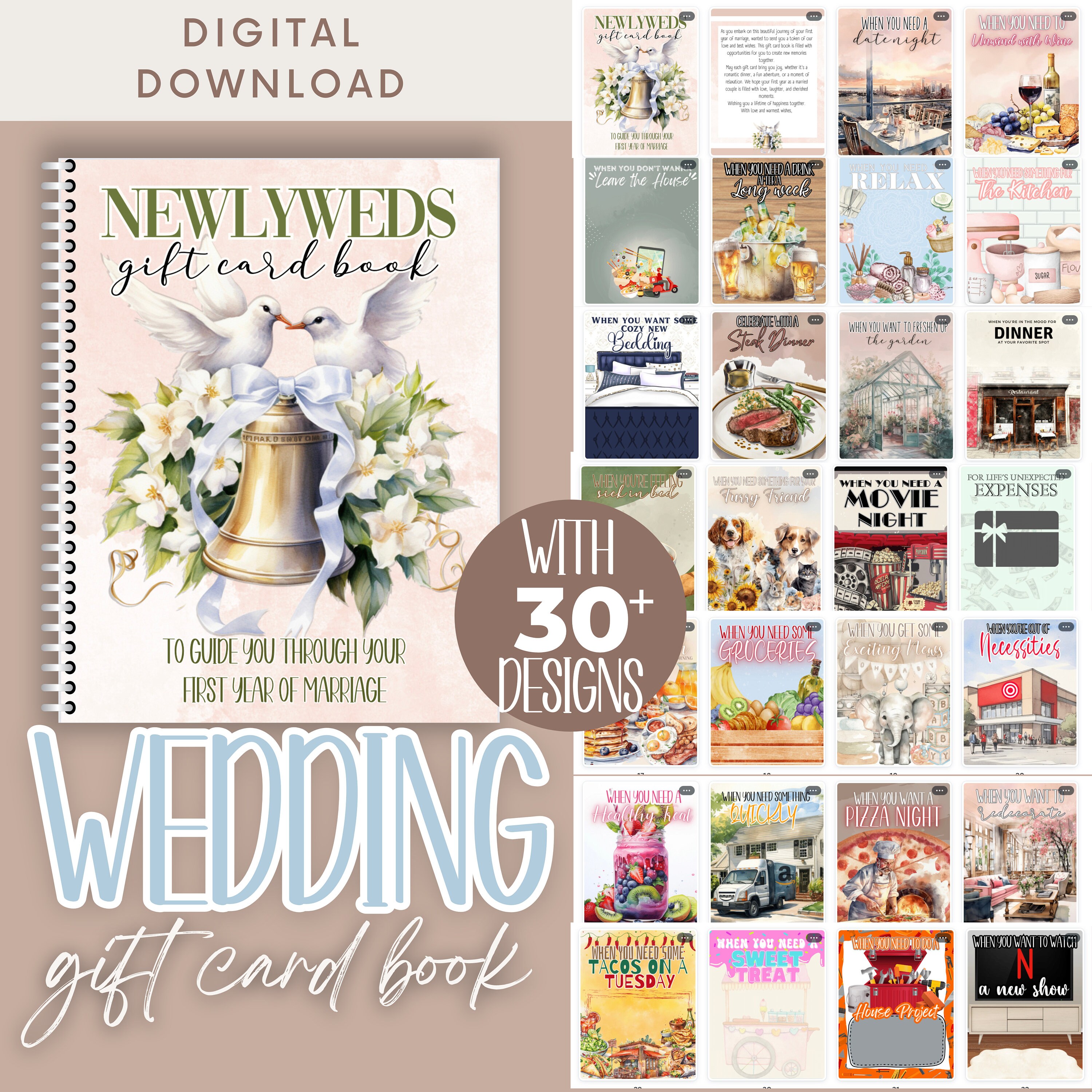 Printable Wedding Gift Card Book, Newlywed Gift for Couple, First Year ...