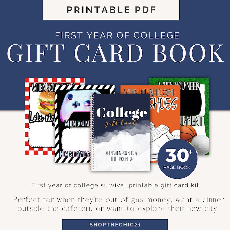 Printable College Gift Card Book , College Care Package, College Gift ...